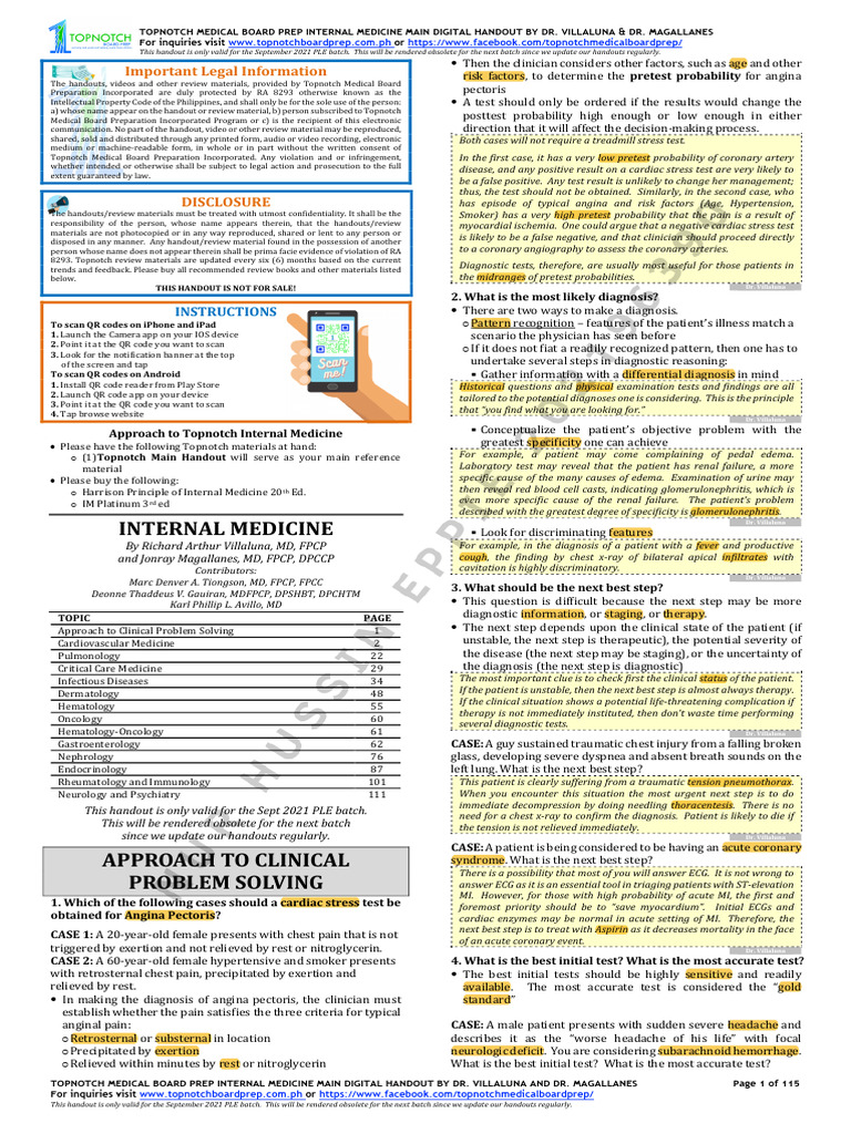 Internal Medicine | PDF | Coronary Artery Disease | Heart