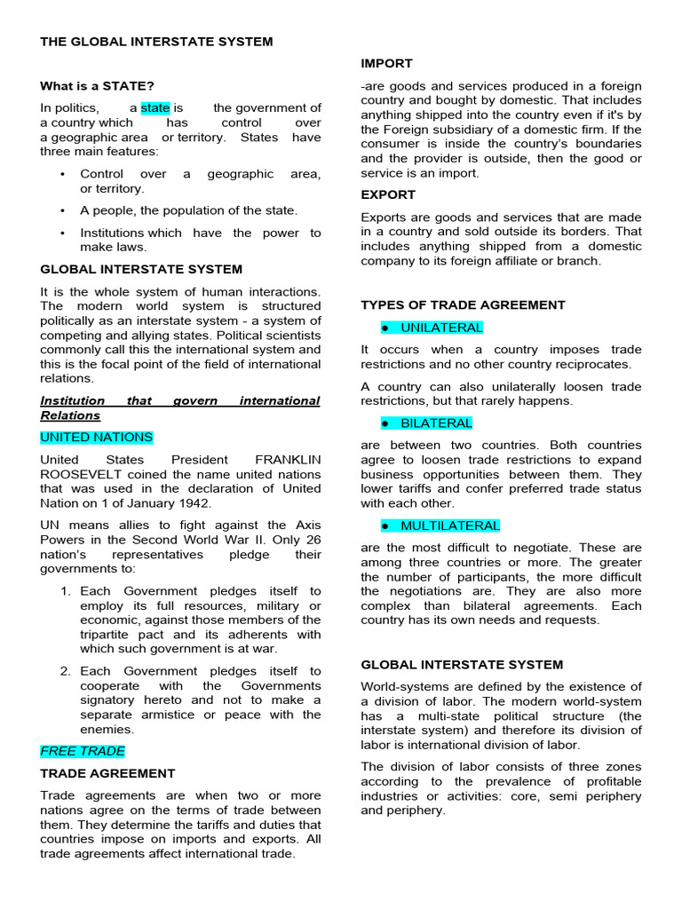 Contemporary Module 3 | PDF | World Systems Theory | Trade Agreements