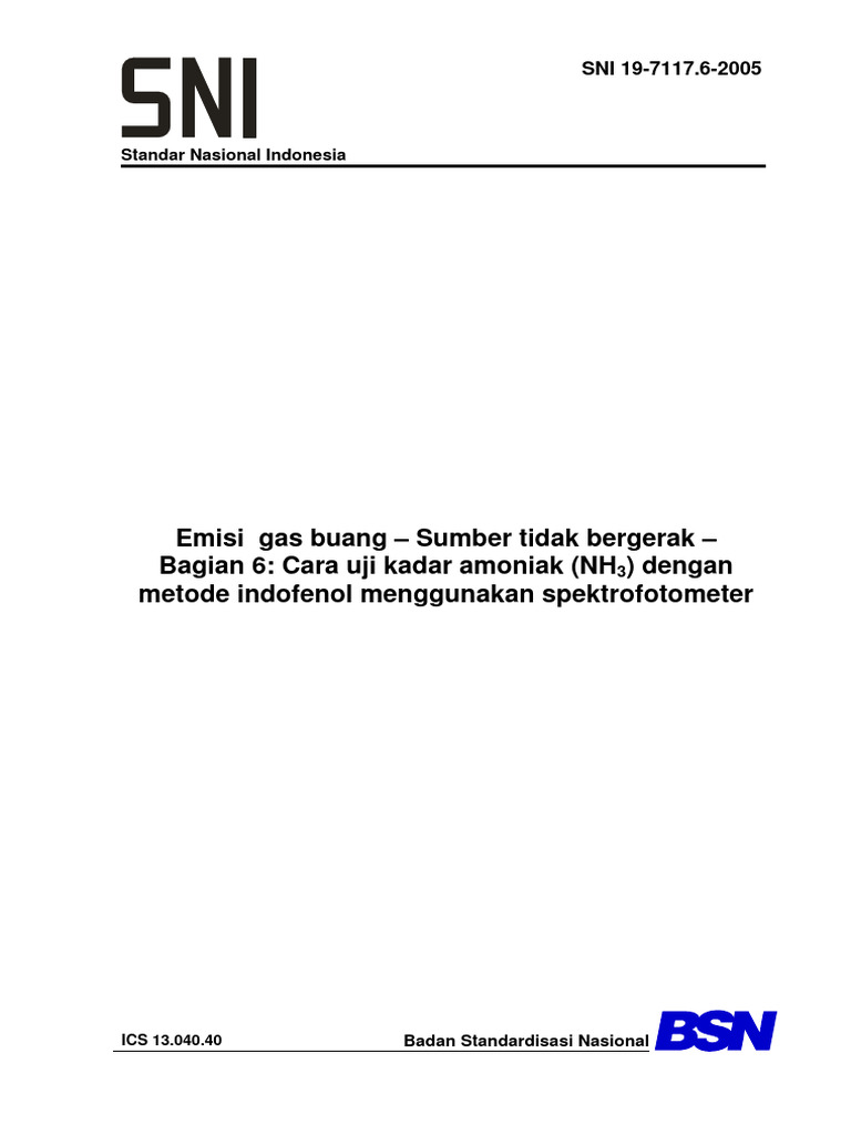 Uji Kadar Amoniak dalam Emisi Gas | PDF
