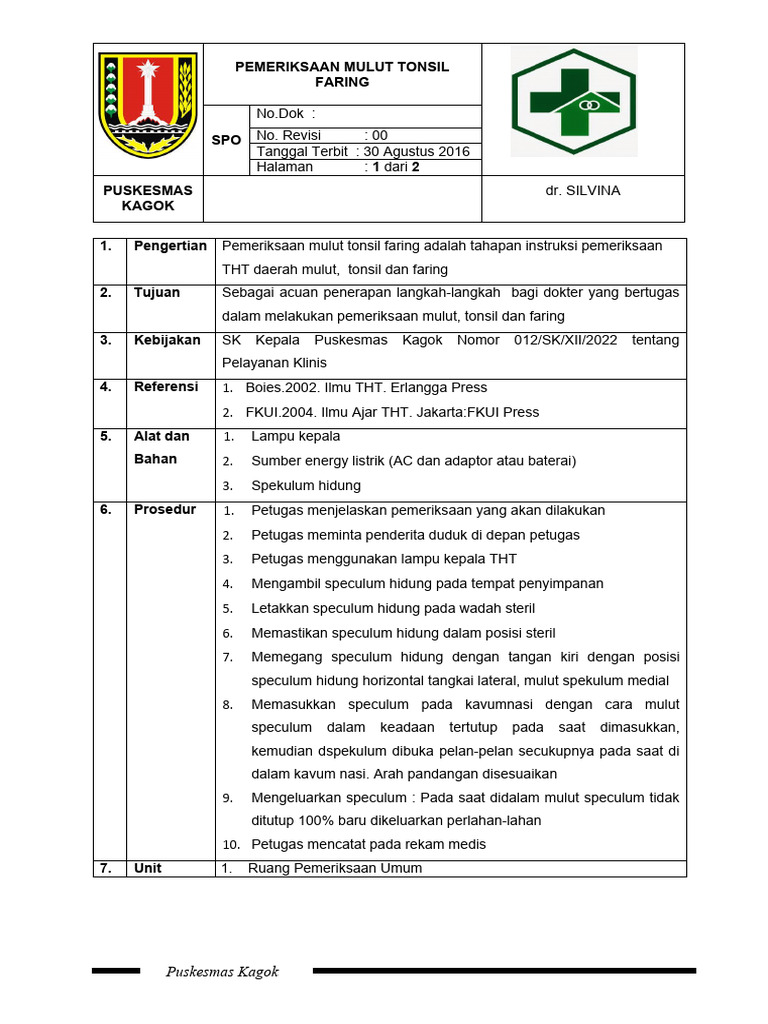 38-Pemeriksaan Mulut Tonsil Faring | PDF