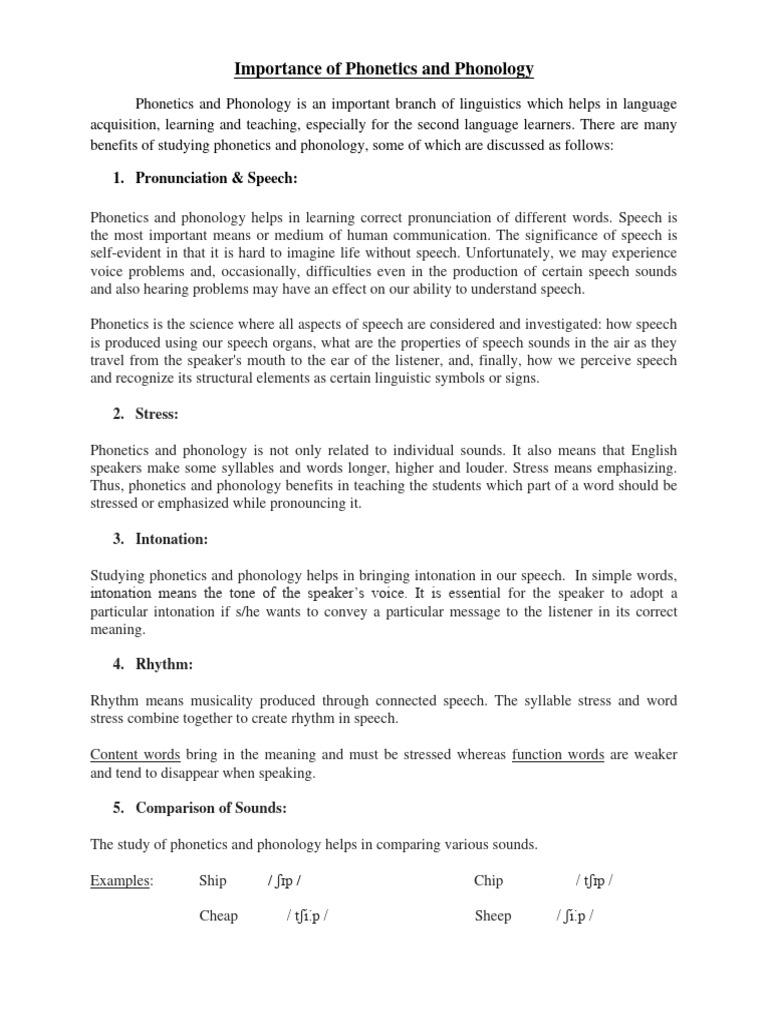 Importance of Phonetics & Phonology | PDF
