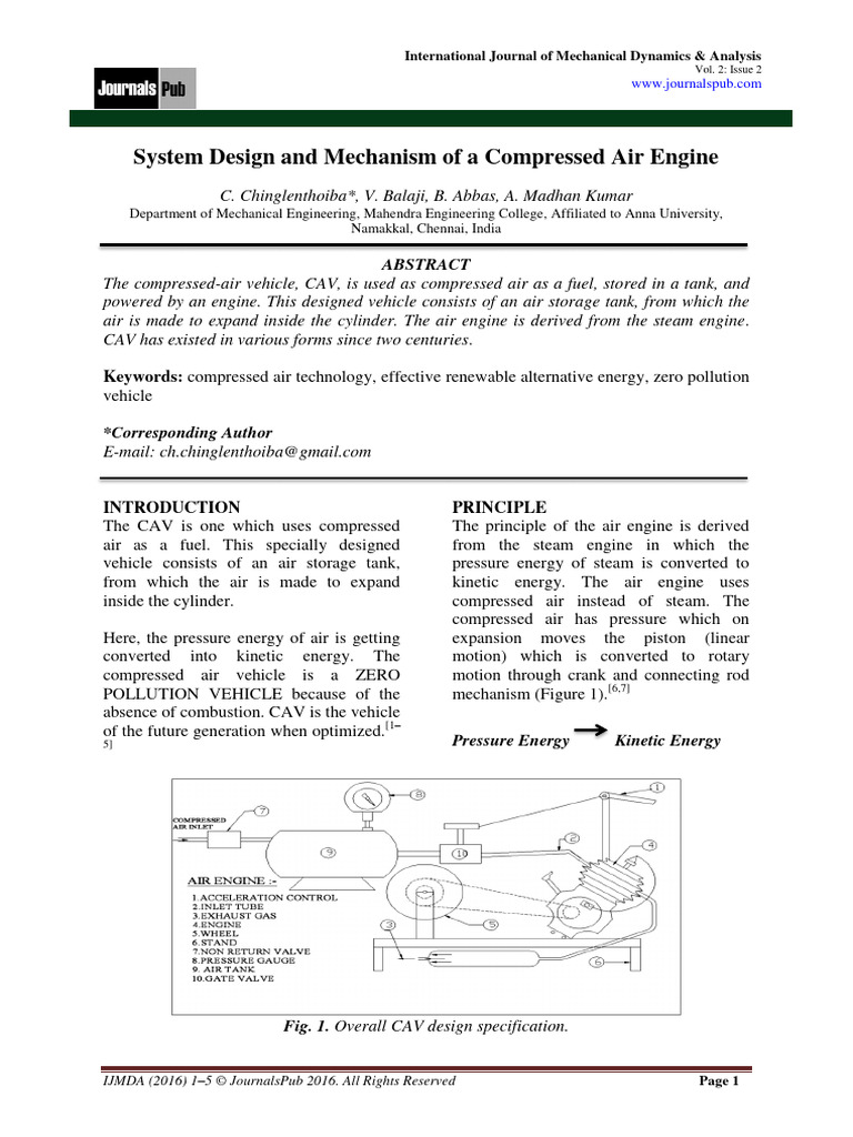 System Design and Mechanism of A Compressed Air Engine | PDF | Engines ...