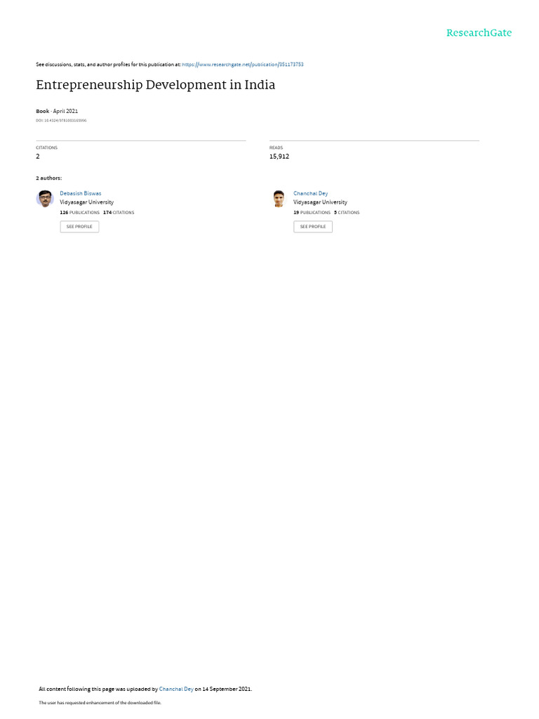 Entrepreneurship Development in India | PDF