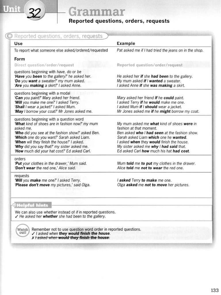 Unit 32 Reported Questions | PDF