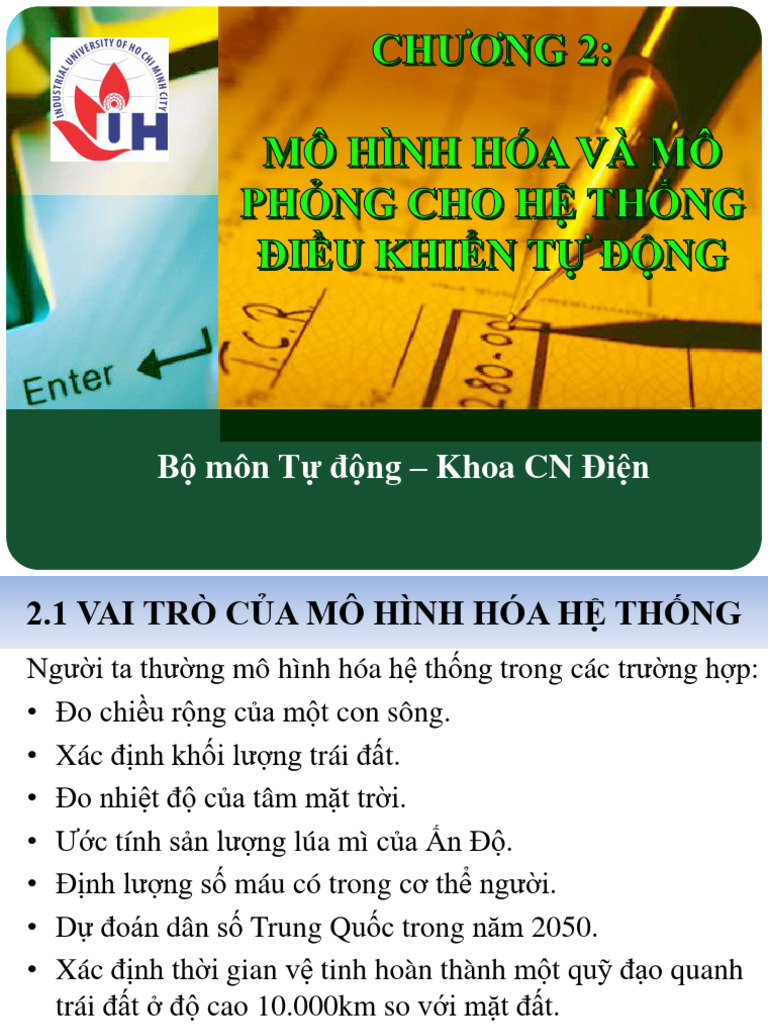 Chuong 2 MO HINH HOA MOT HE THONG | PDF