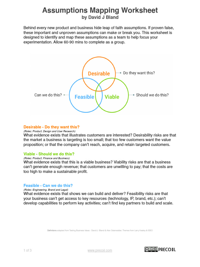 Assumptions Mapping Worksheet - Precoil v3.0 | PDF | Business ...