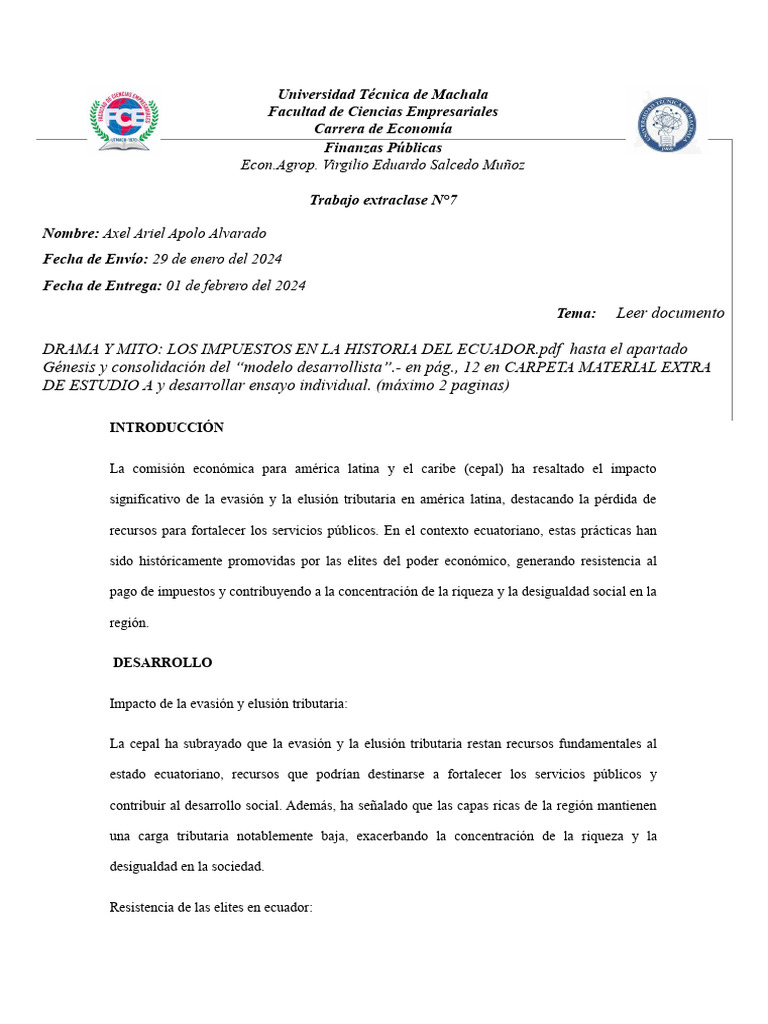 Extraclase 7 - FP2 | PDF | Impuestos | Evasión de impuestos