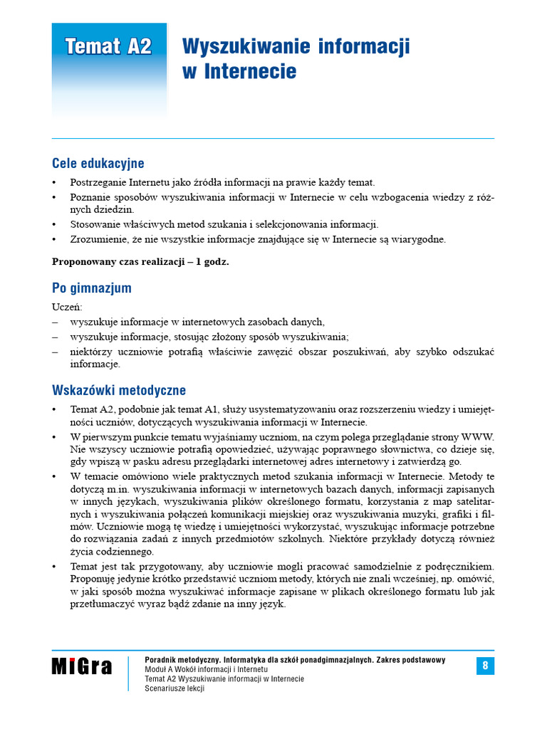 Scenariusze Temat A02 | PDF