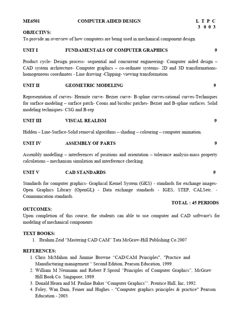 Me6501-Computer Aided Design | PDF | Computer Aided Design | Computer Graphics