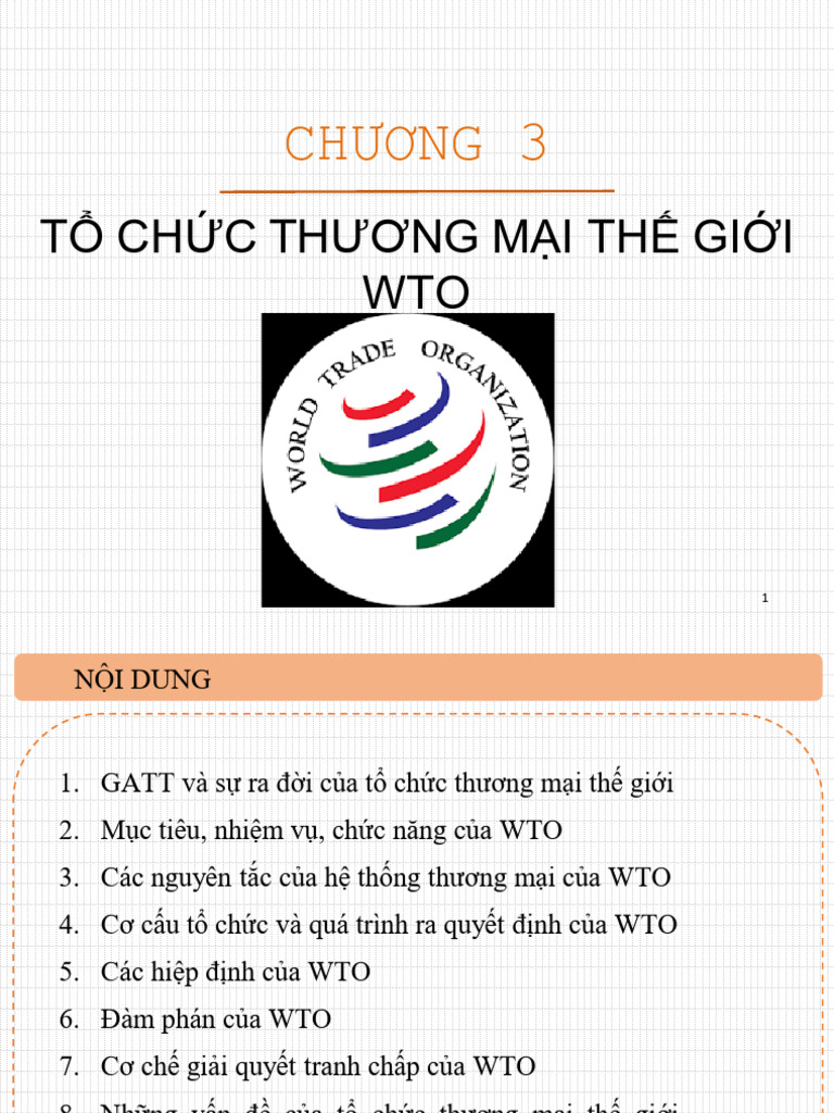 Chương 3 Tổ Chức Thương Mại Thế Giới WTO | PDF