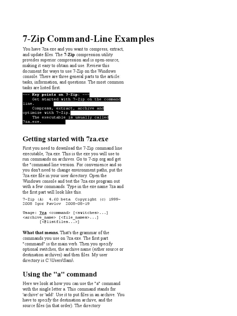 Parametros 7ZIP | Download Free PDF | Zip (File Format) | Command Line Interface