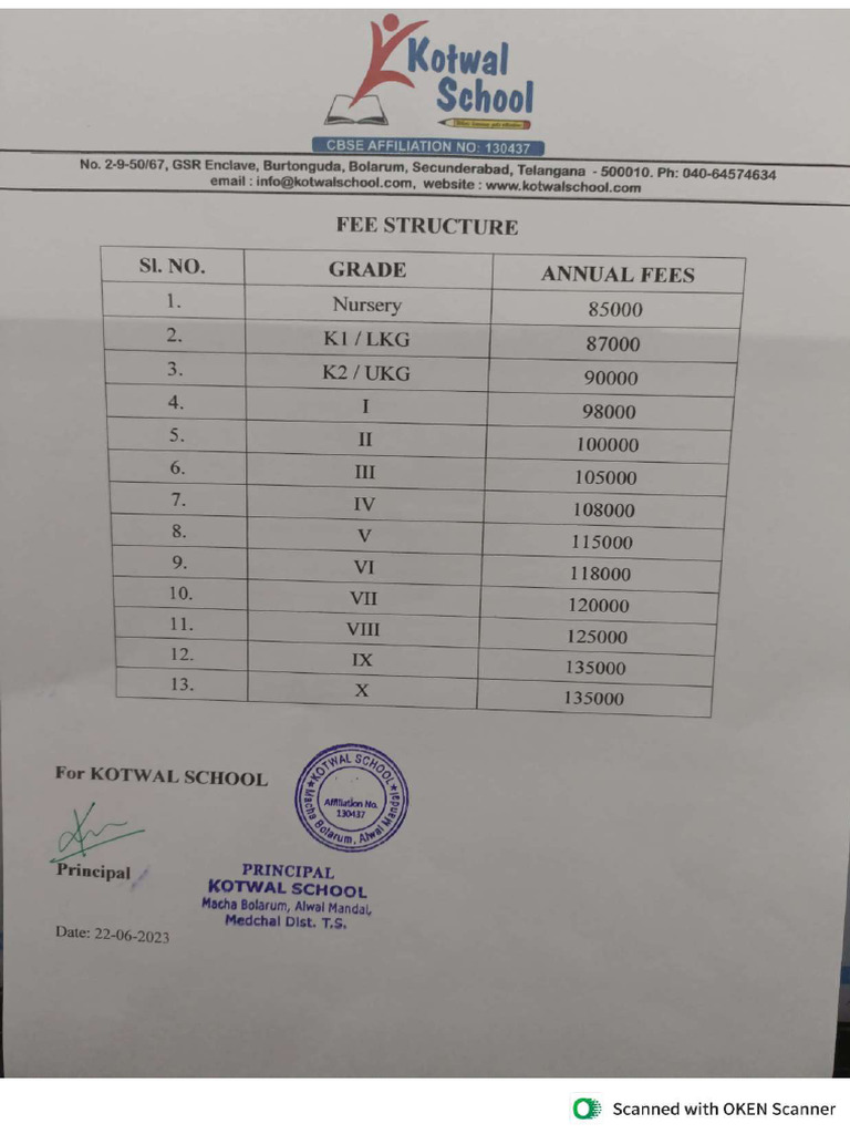 9 Kotwal School Fee Structure | PDF