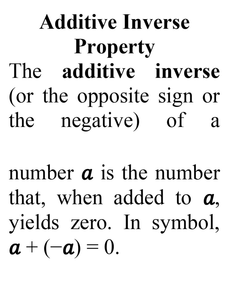 Additive Inverse Property | PDF