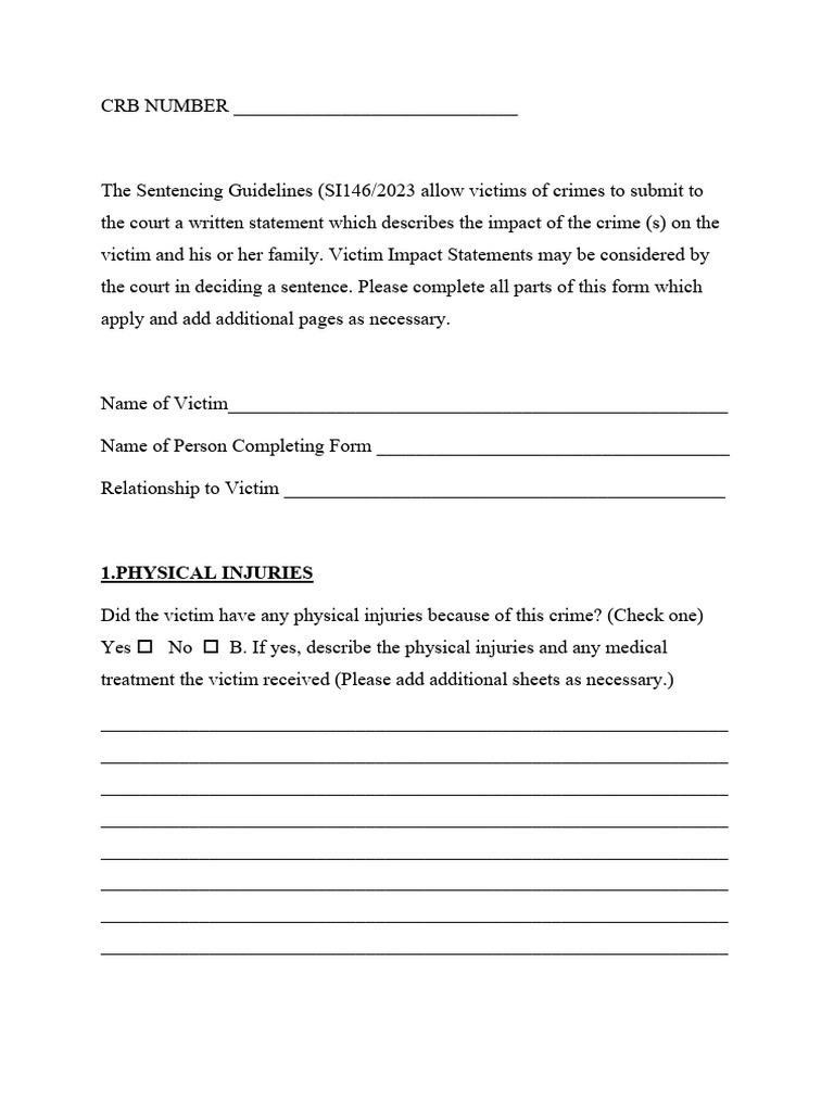 Victim Impact Statement Form Guide | PDF | Crimes | Crime & Violence