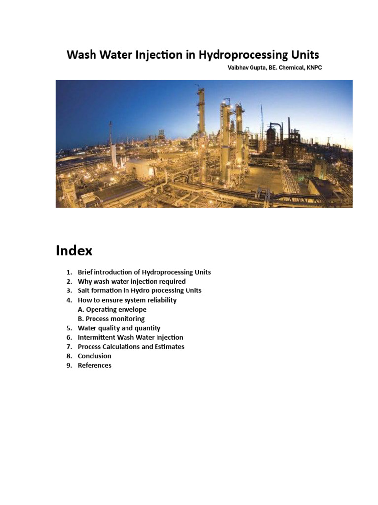 Wash Water Injection in Hydroprocessing Units | PDF | Water | Ammonia