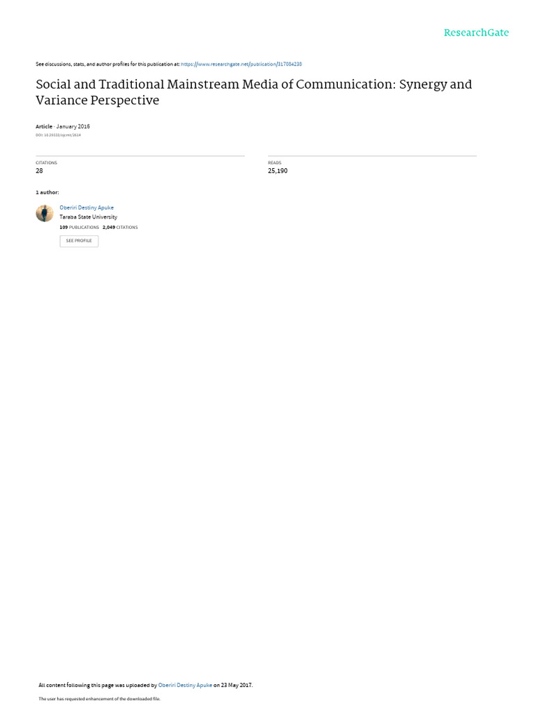 Socialand Traditional Mainstream Mediaof Communication | PDF | Mass ...