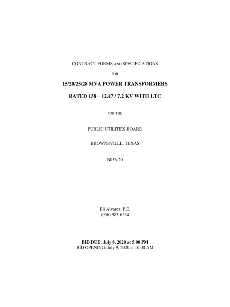 B05620 15 20 25 28 MVA Power Transformers Final | PDF | Transformer ...