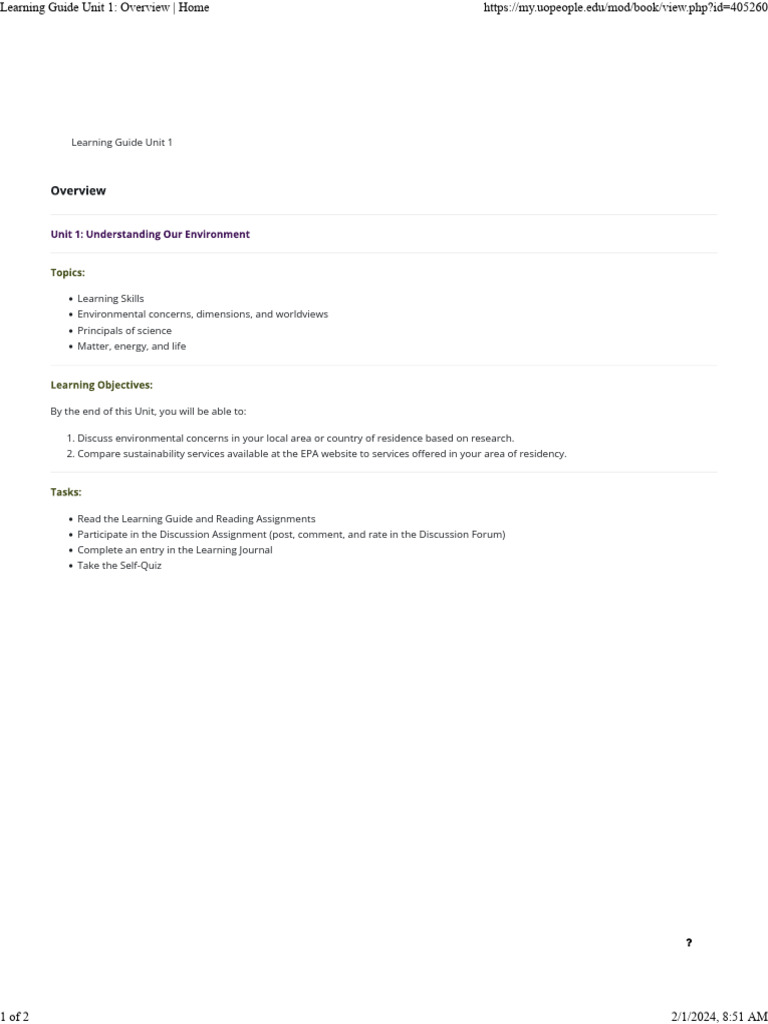 ENVS 1301-01 Learning Guide Unit 1 Overview Home | PDF ENVS 1301-01 Learning Guide Unit 1 Overview Home | PDF