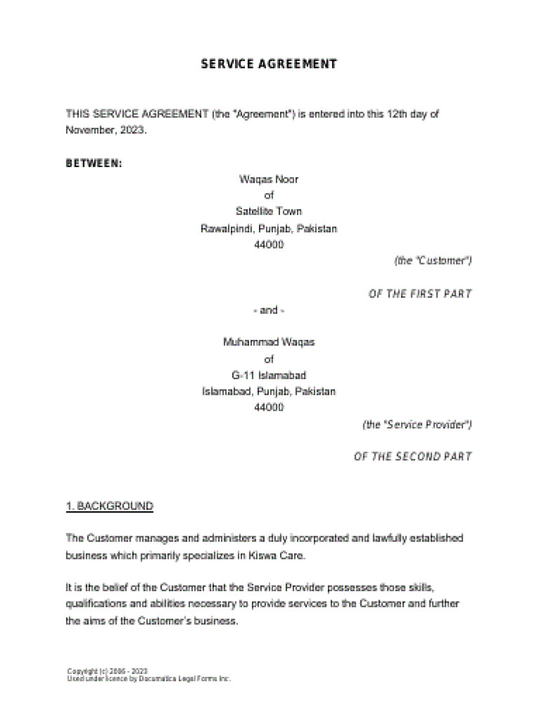Service Agreement | PDF