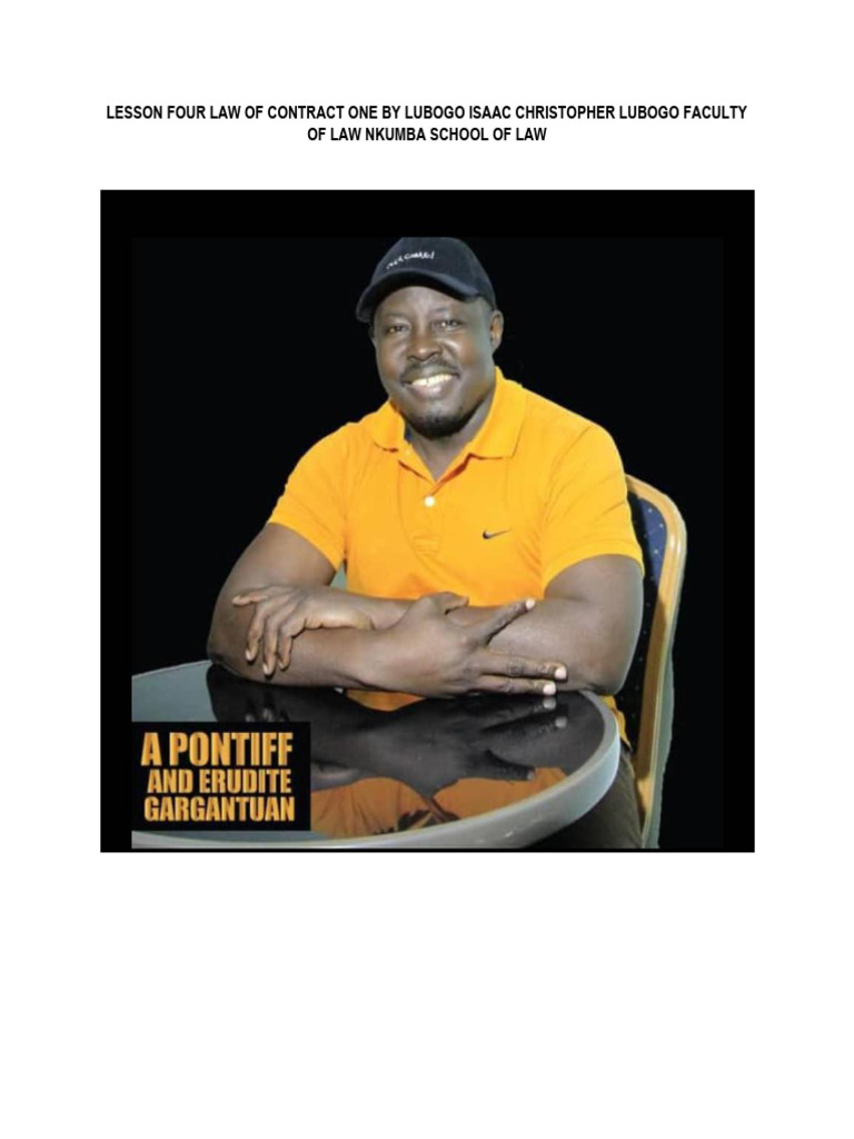 Introductory Lecture On The Law Of Contract Offer Acceptance And