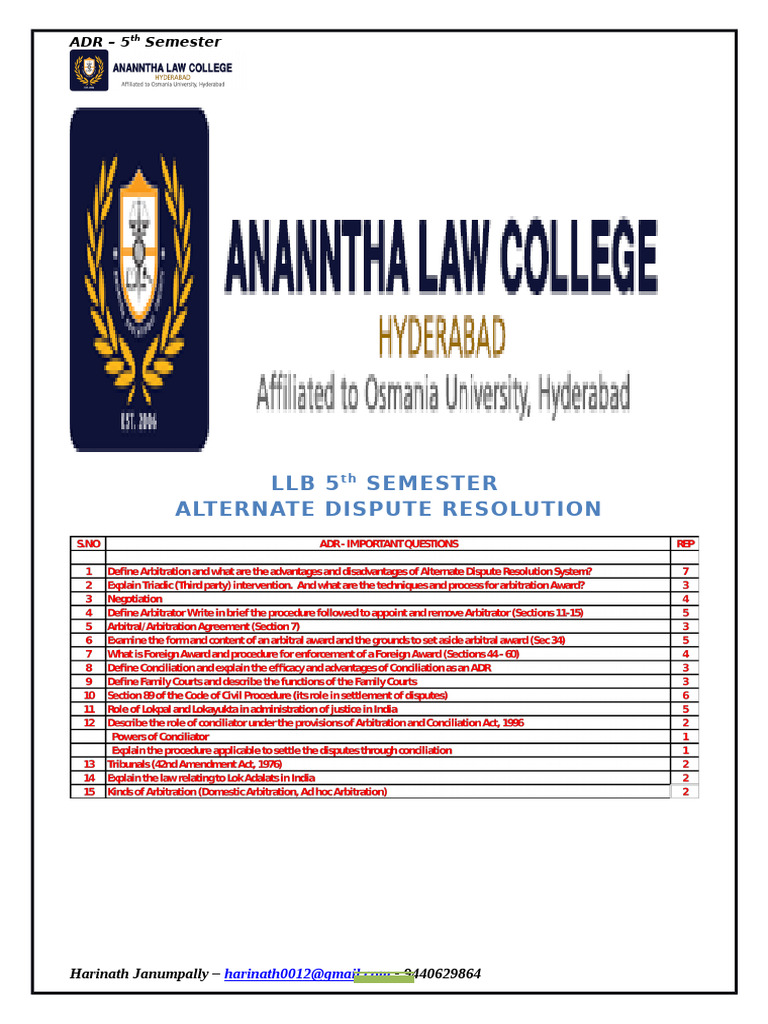 Anantha Adr | PDF | Alternative Dispute Resolution | Mediation