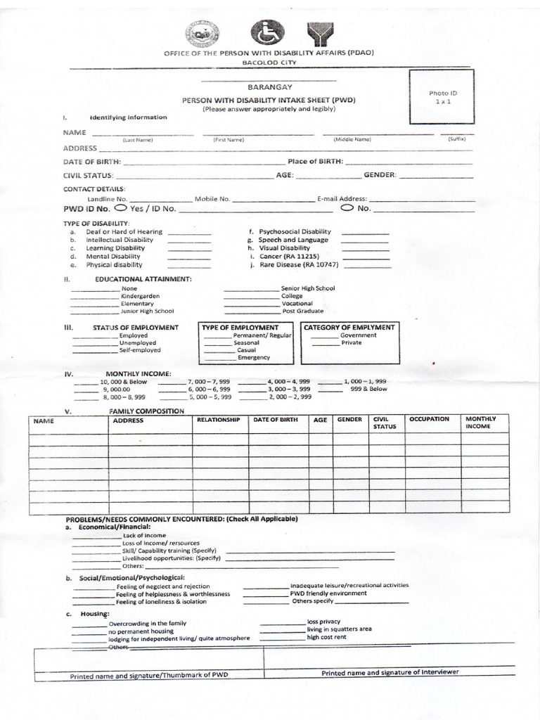 PWD Form | PDF