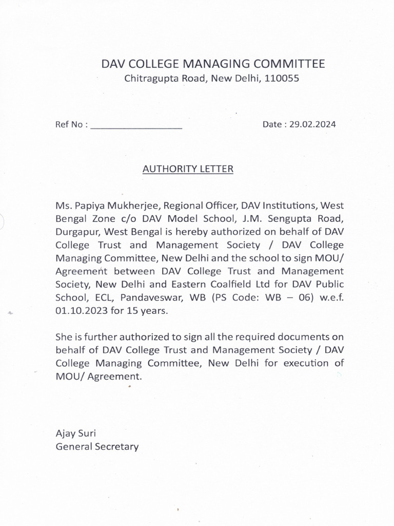 Authority Letter | PDF