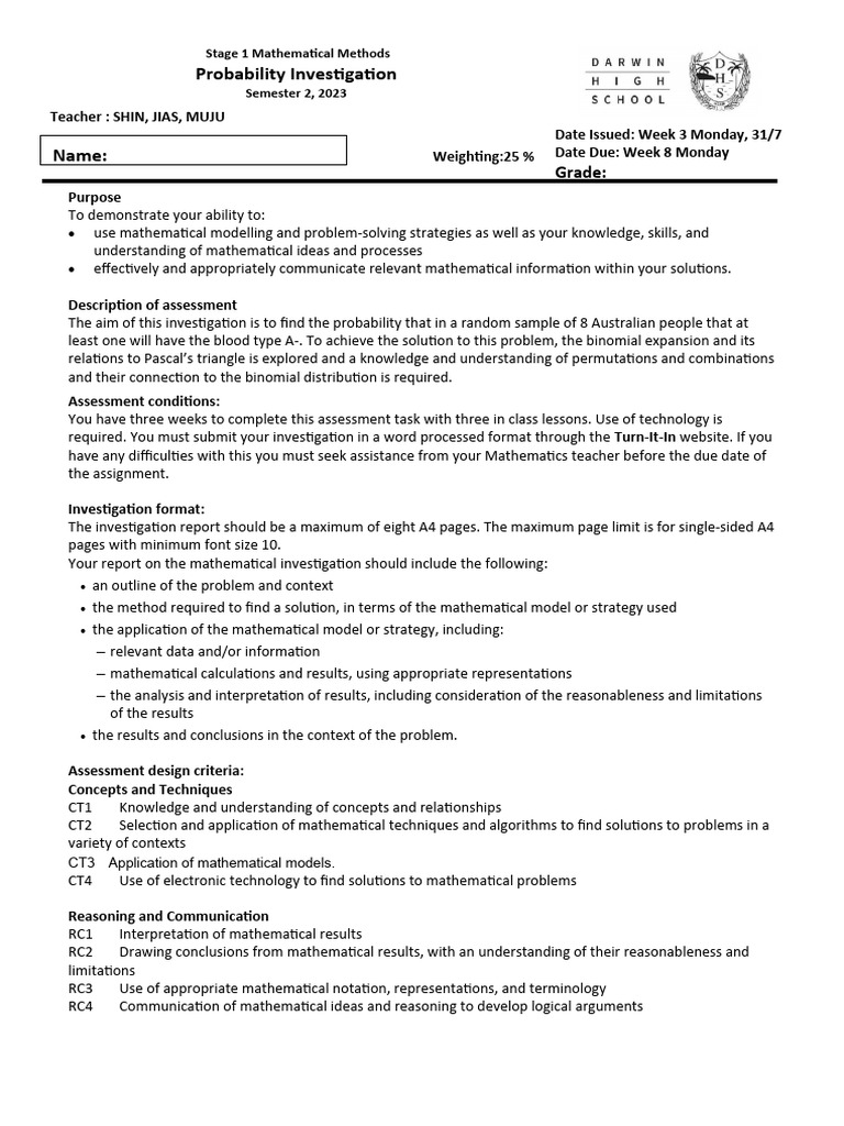 Probability Investigation 2023 | PDF | Teaching Mathematics | Understanding