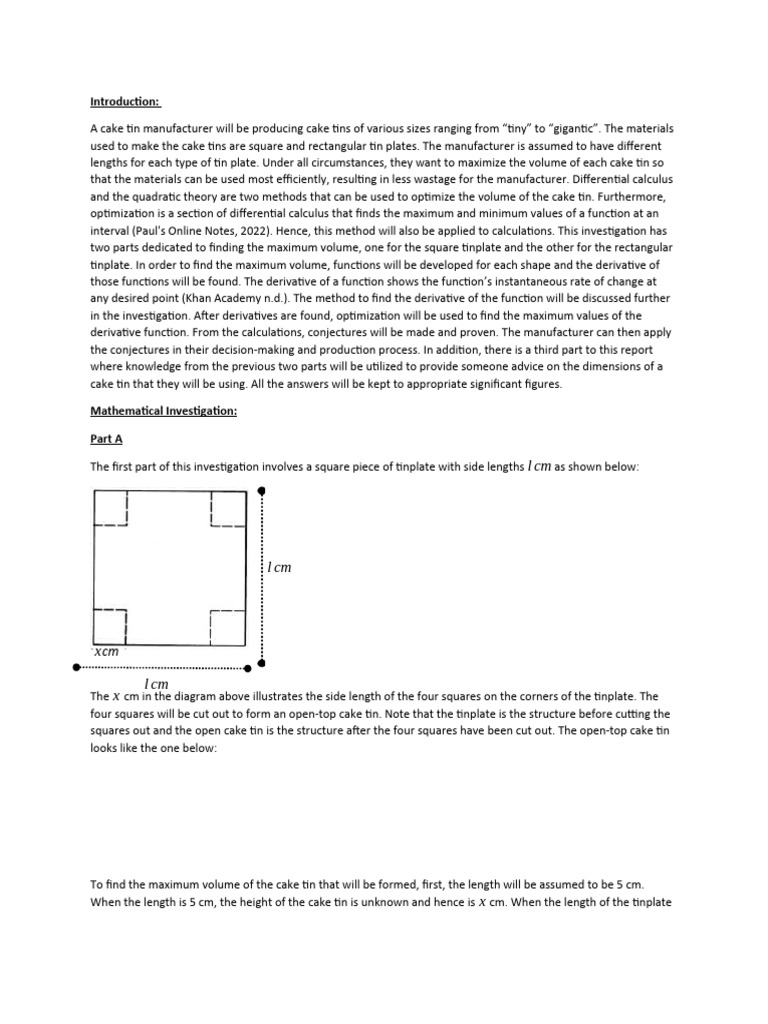 Calculus Investigation | PDF | Length | Volume