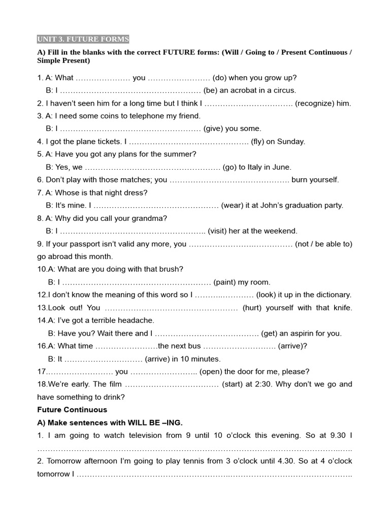 Future Forms | PDF | Linguistics