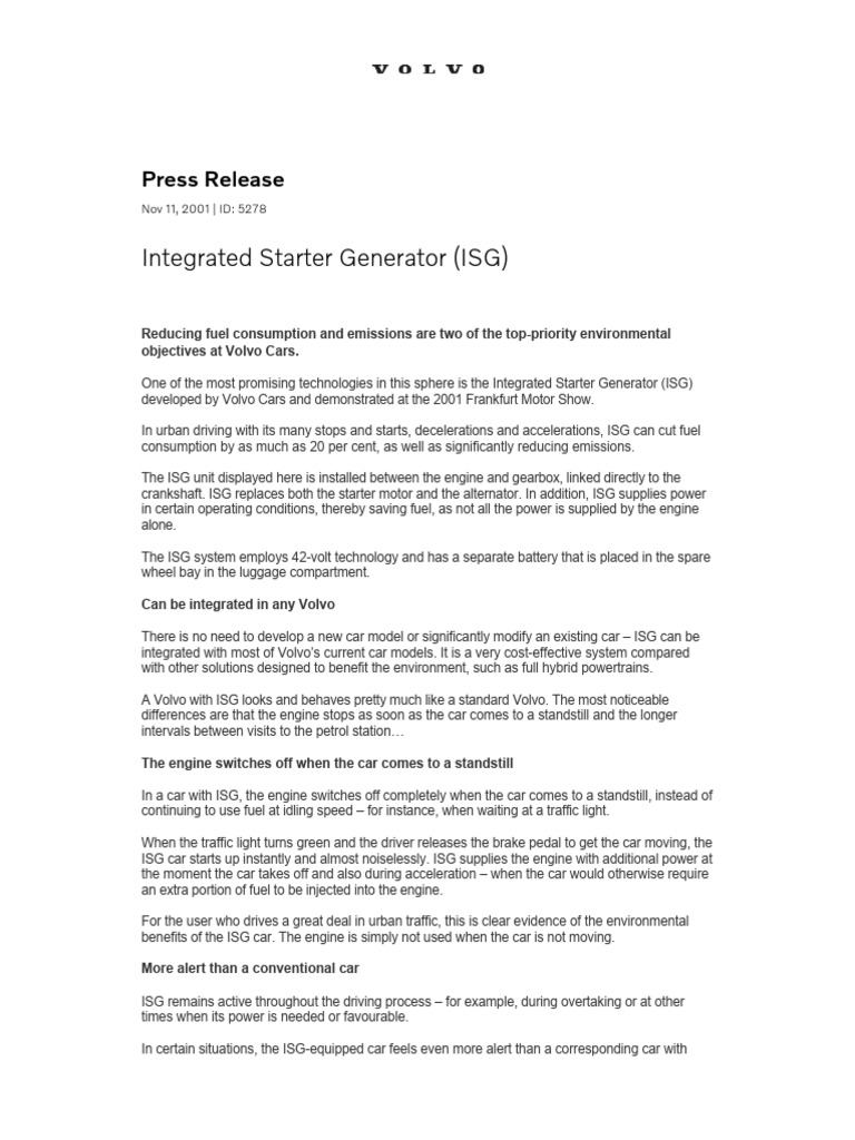 5278 Integrated Starter Generator ISG | PDF | Car | Engines