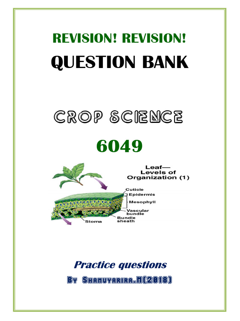 Crop Science Revision Question Bank | PDF | Soil | Molecular Cloning
