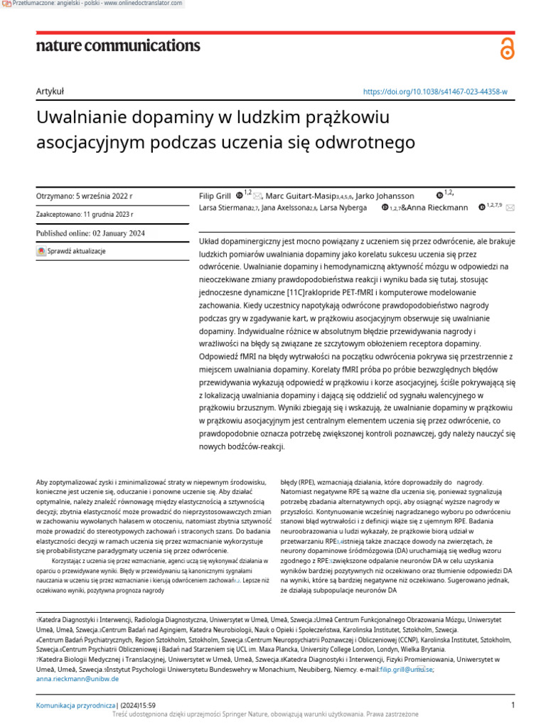 Dopamine Release in Human Associative Striatum Dur - En.pl | PDF