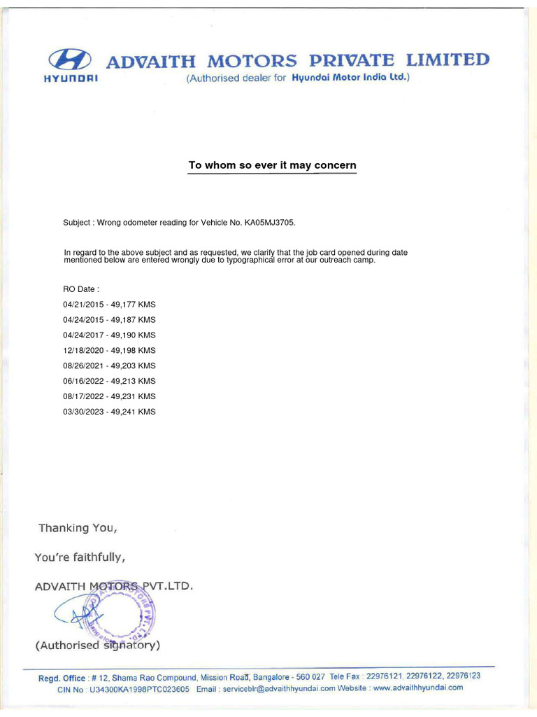 Advaith Hyundai Letterhead | PDF
