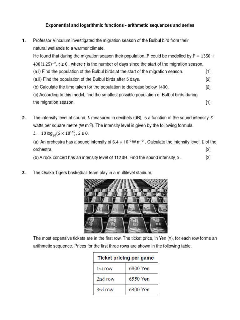Exponential and Logarithmic Functions - Arithmetic Sequences and Series | PDF