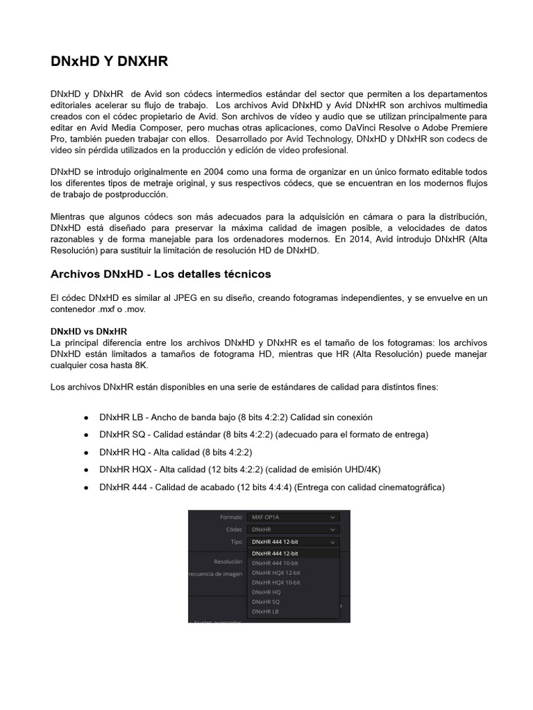 DNXHD y DNXHR | Descargar gratis PDF | Códec | Compresión de datos