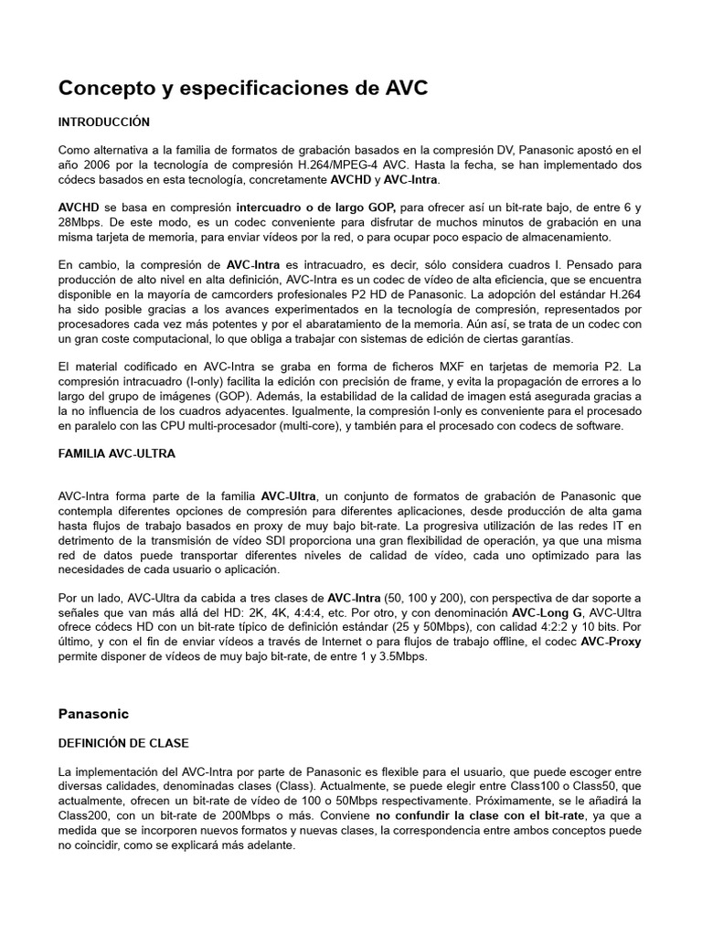 Avc Intra | PDF | Compresión de datos | Códec