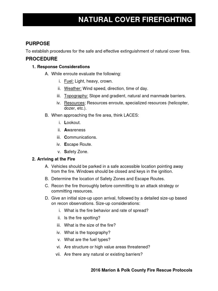 Natural Cover Firefighting Protocols | PDF | Fires | Firefighting