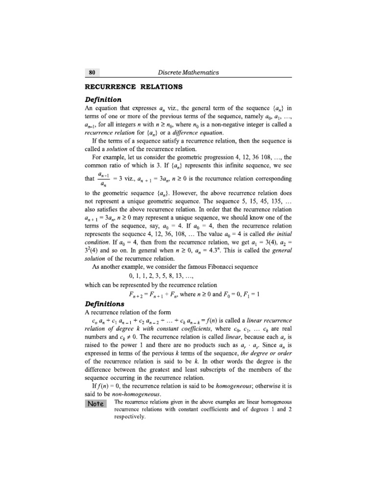 Recurrence Relation | PDF
