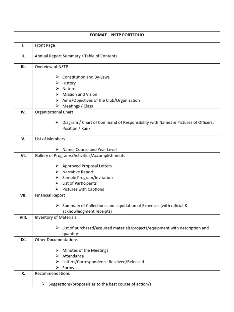 NSTP 1 2023 2024 Portfolio Format | PDF