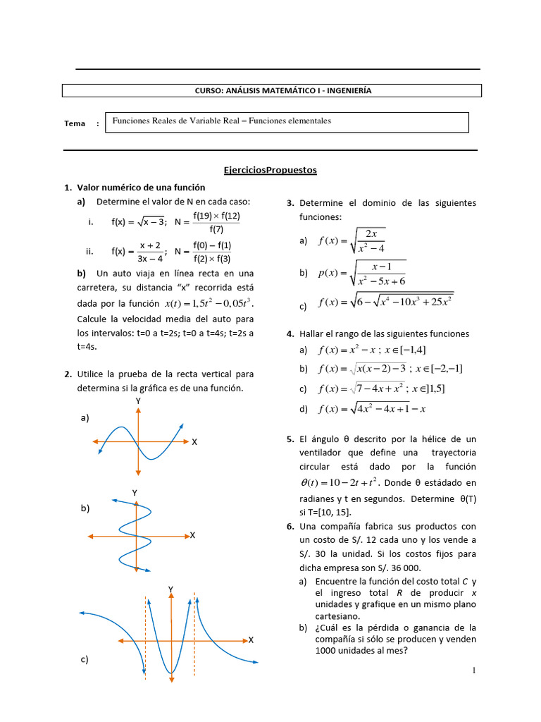 01-Funciones Lineales, Cuadráticas y Raíz Cuadrada | PDF | Función (Matemáticas) | Matemáticas