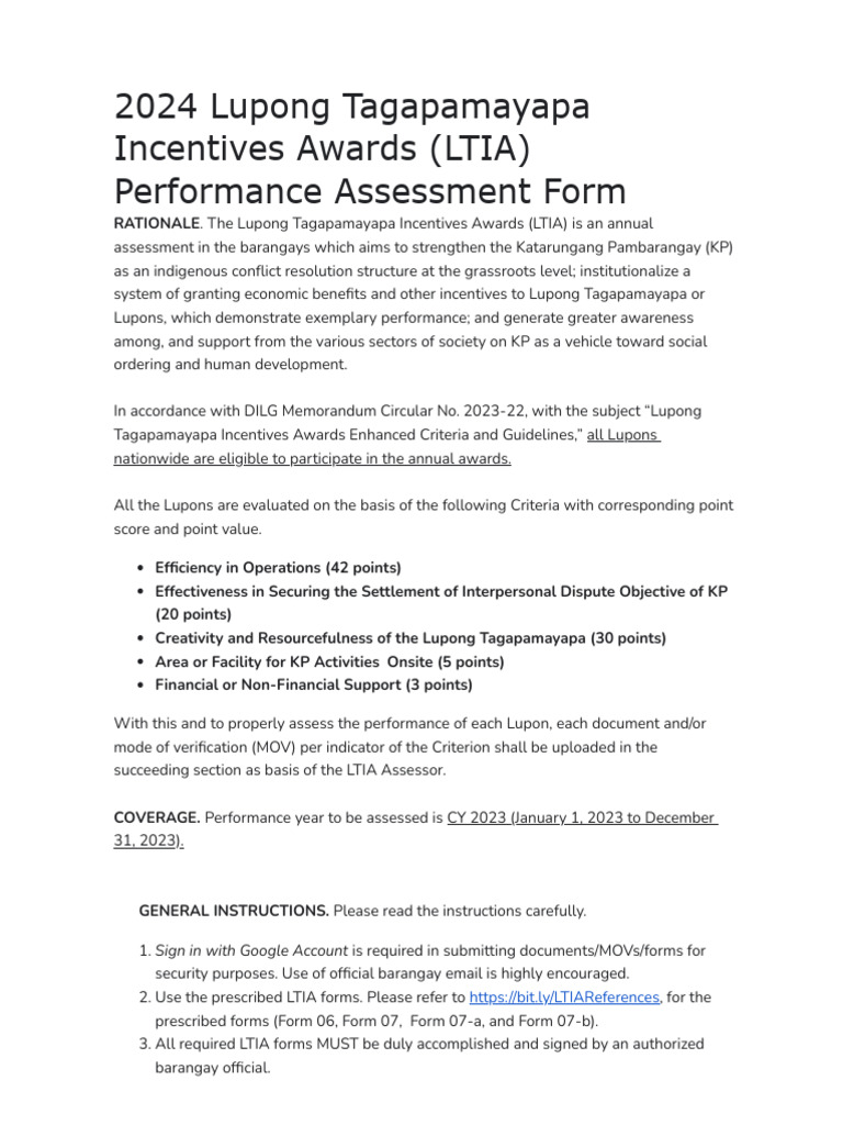 2024 Lupong Tagapamayapa Incentives Awards (LTIA) Performance ...