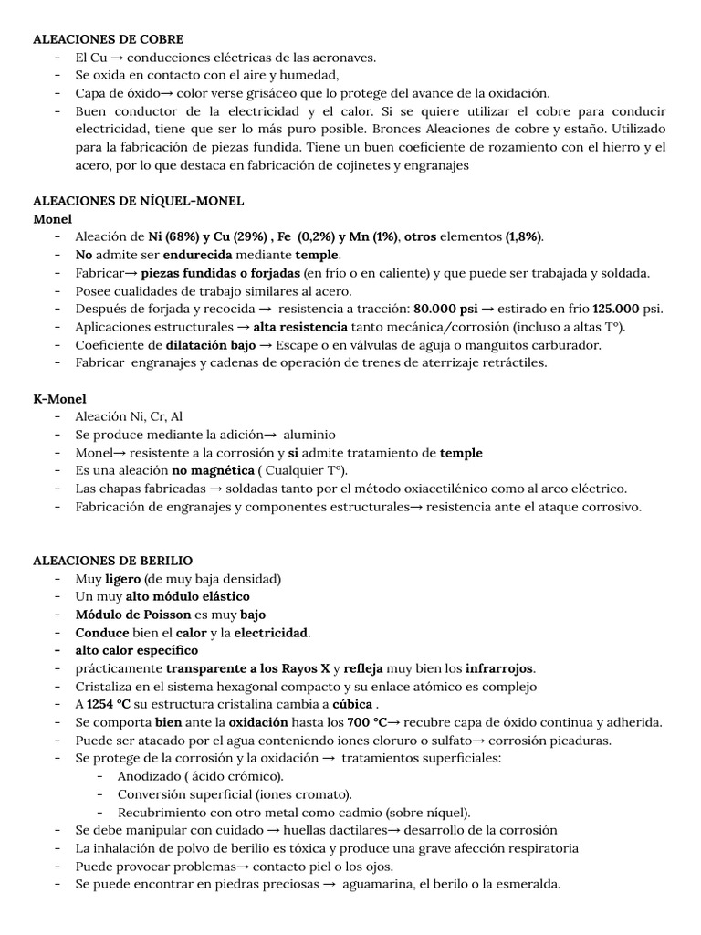 Aleaciones de Cobre I Superaleaciones | PDF | Cobre | Aleación