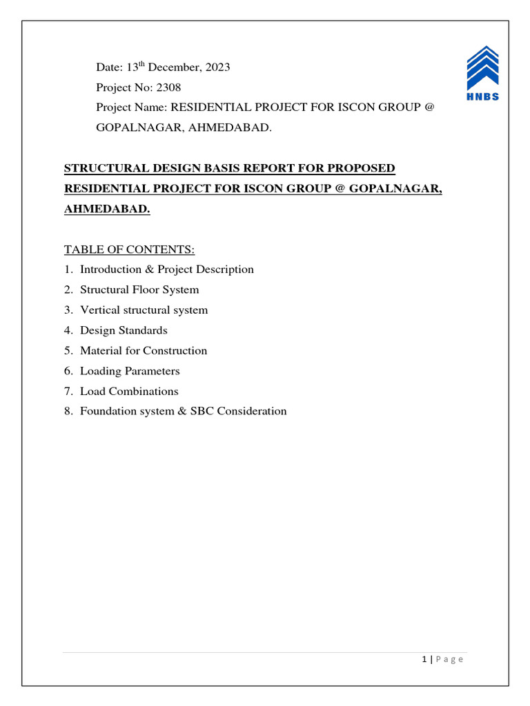 Design Basis Report - HNBS - R0-13-12-2023 | PDF | Concrete ...