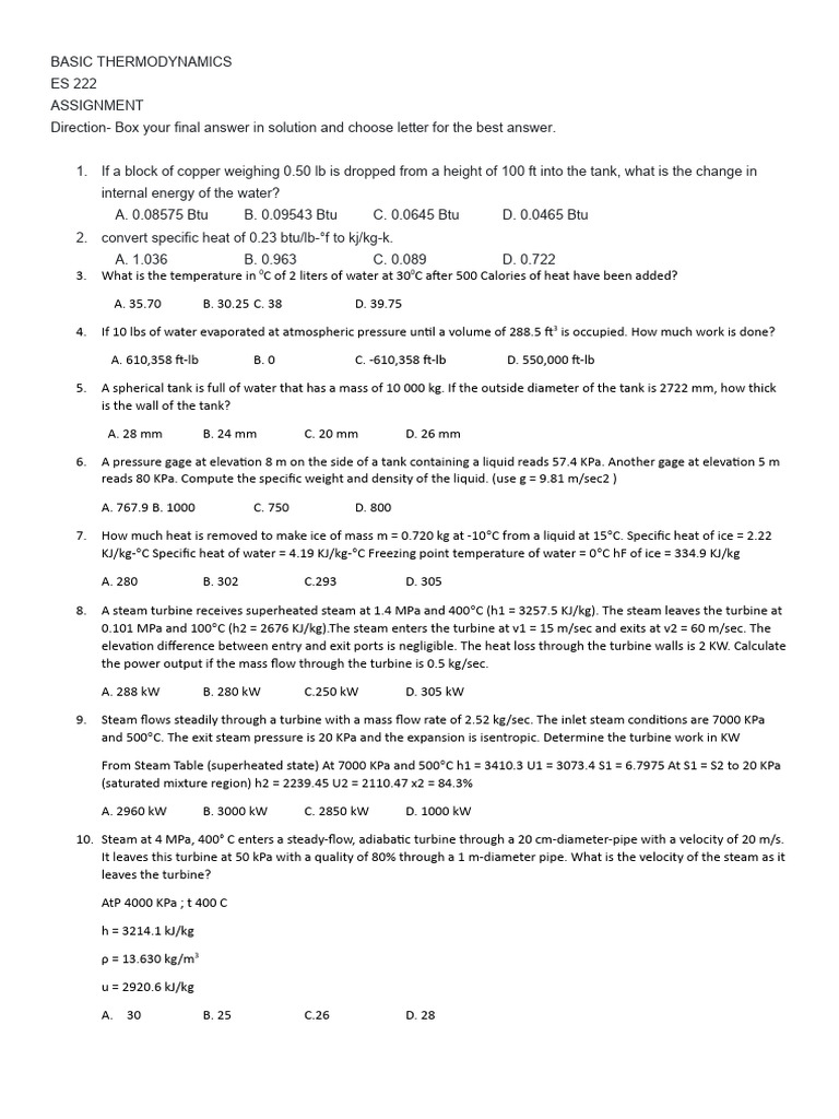 Assignment | PDF | Heat Capacity | Pressure