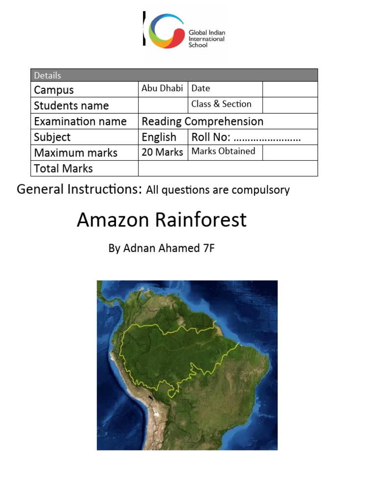 Reading Comprehension | PDF | Amazon Rainforest | Rainforest