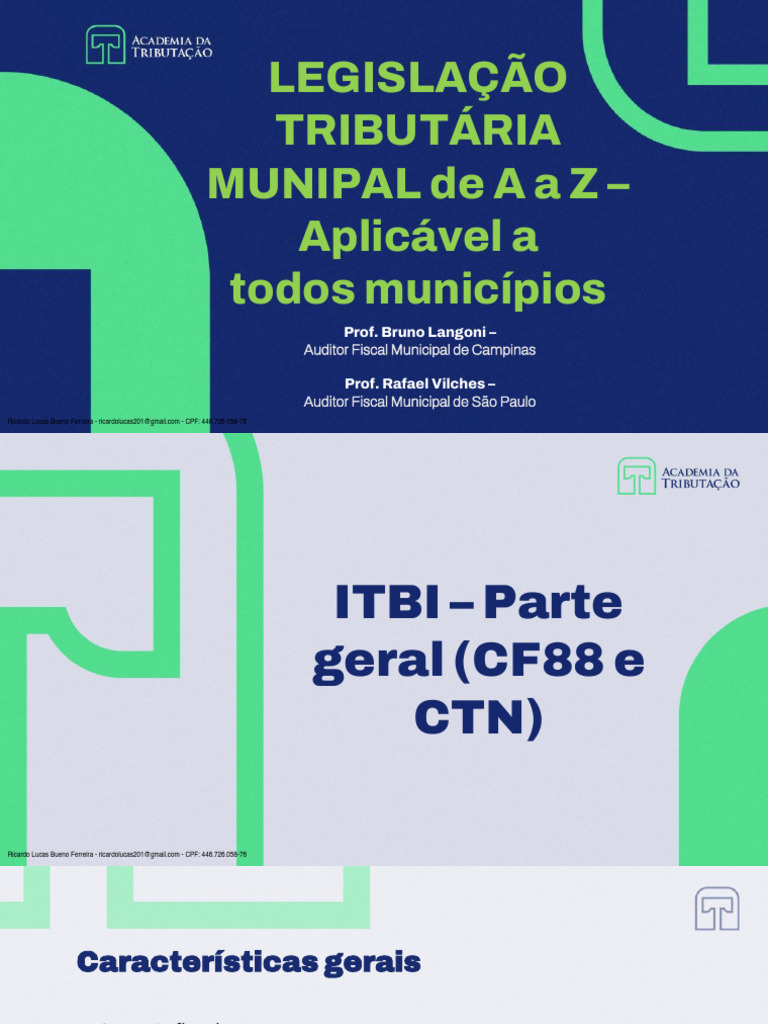Legislação do ITBI: Guia Completo | PDF