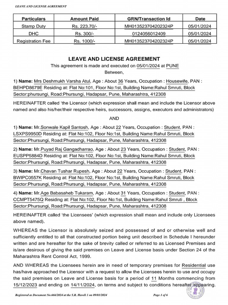 Kapil Rent Agreement 1. | PDF