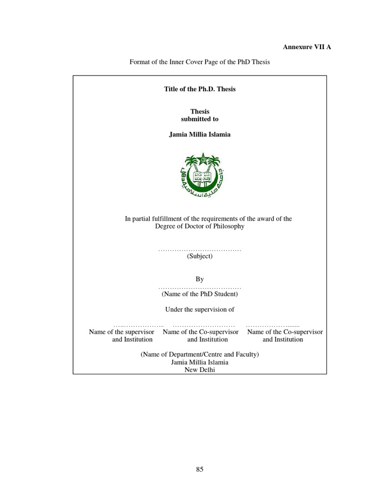 PhD Thesis Inner Cover Page Format | PDF | Art