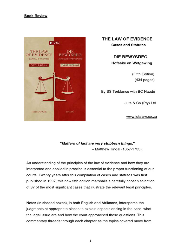Law of Evidence: Cases & Statutes Review | PDF | Evidence (Law) | Evidence